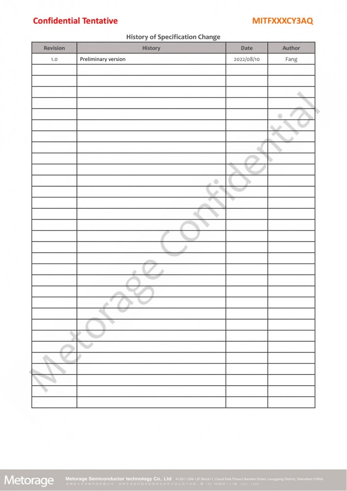 MITF032CY3AQ datasheet page 2