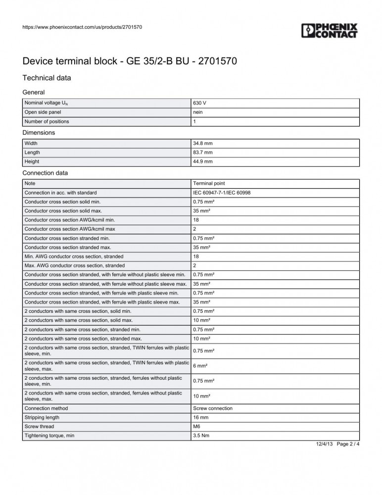 Phoenix Contact 2701570 technical document page 2