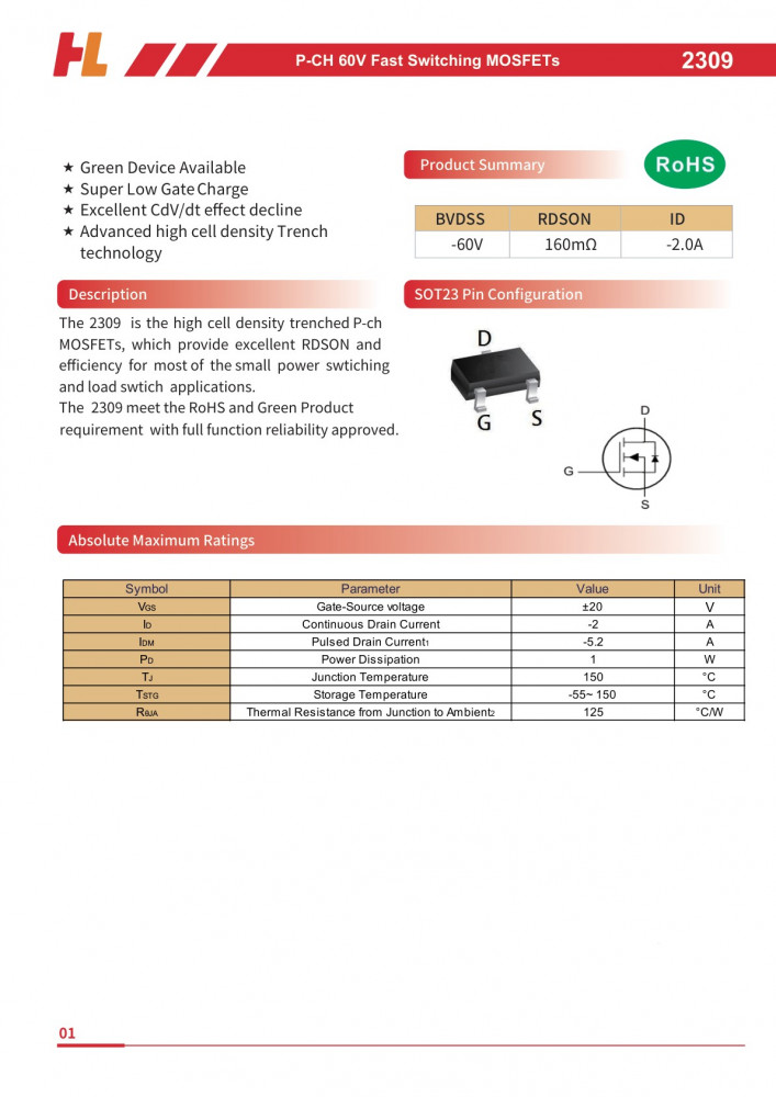 HL 2309 datasheet page 1