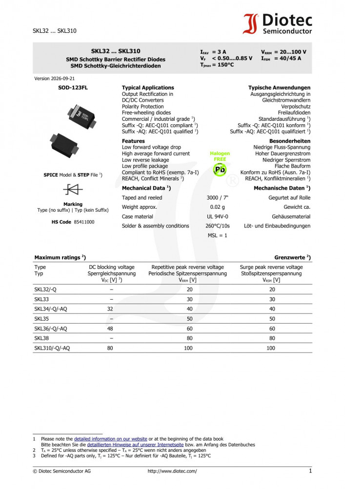 SKL34-AQ technical document page 1