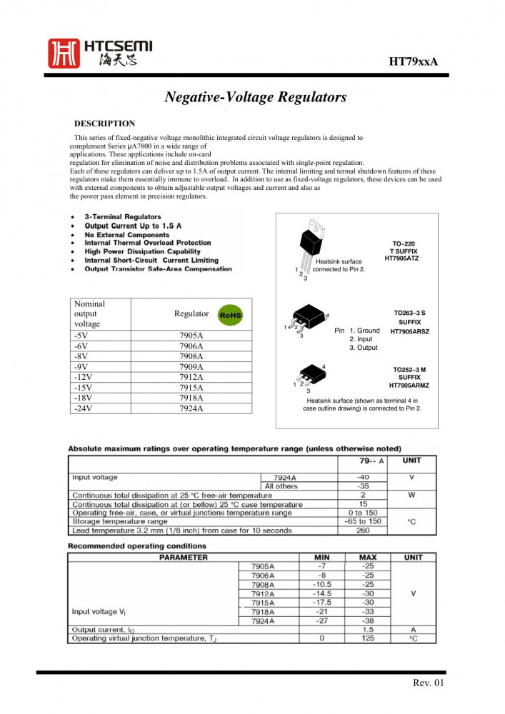 HT7905A datasheet page 1
