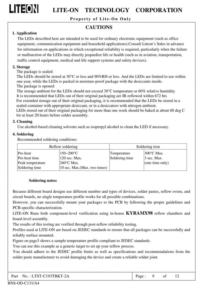 LTST-C193TBKT-2A datasheet page 9