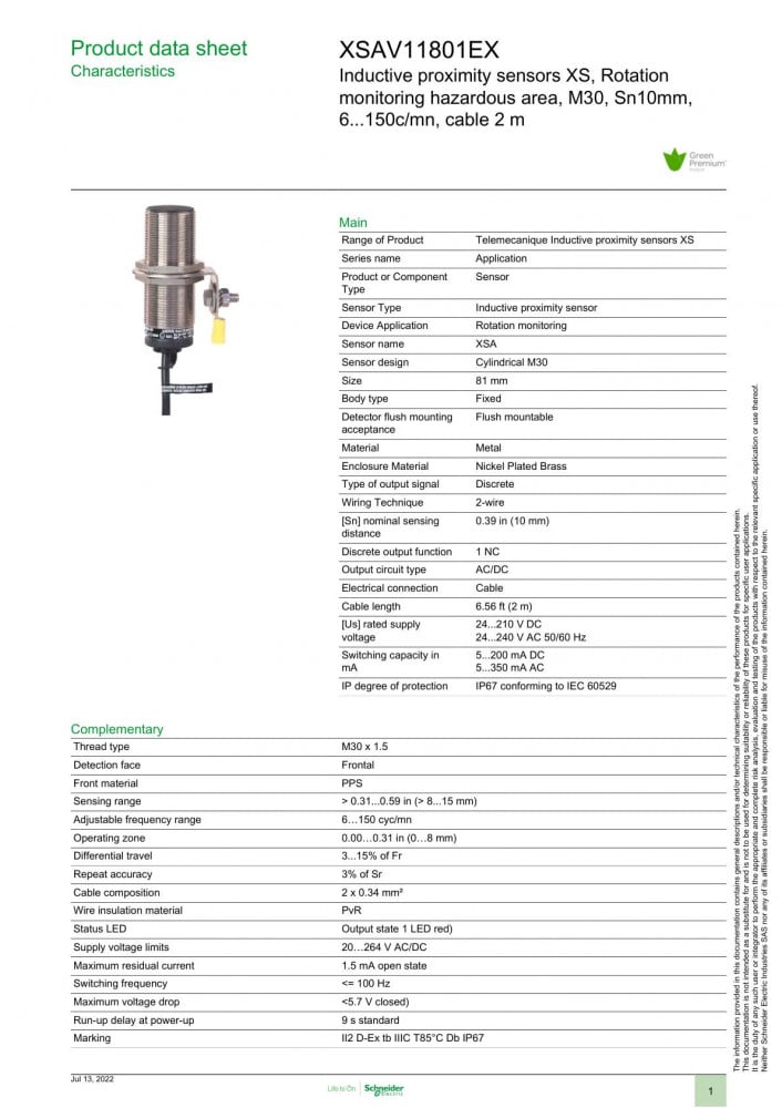 XSAV11801EX technical document page 1