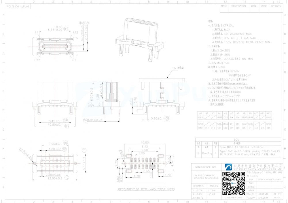 TYPEC-300-BCP16H65 technical drawing page 1