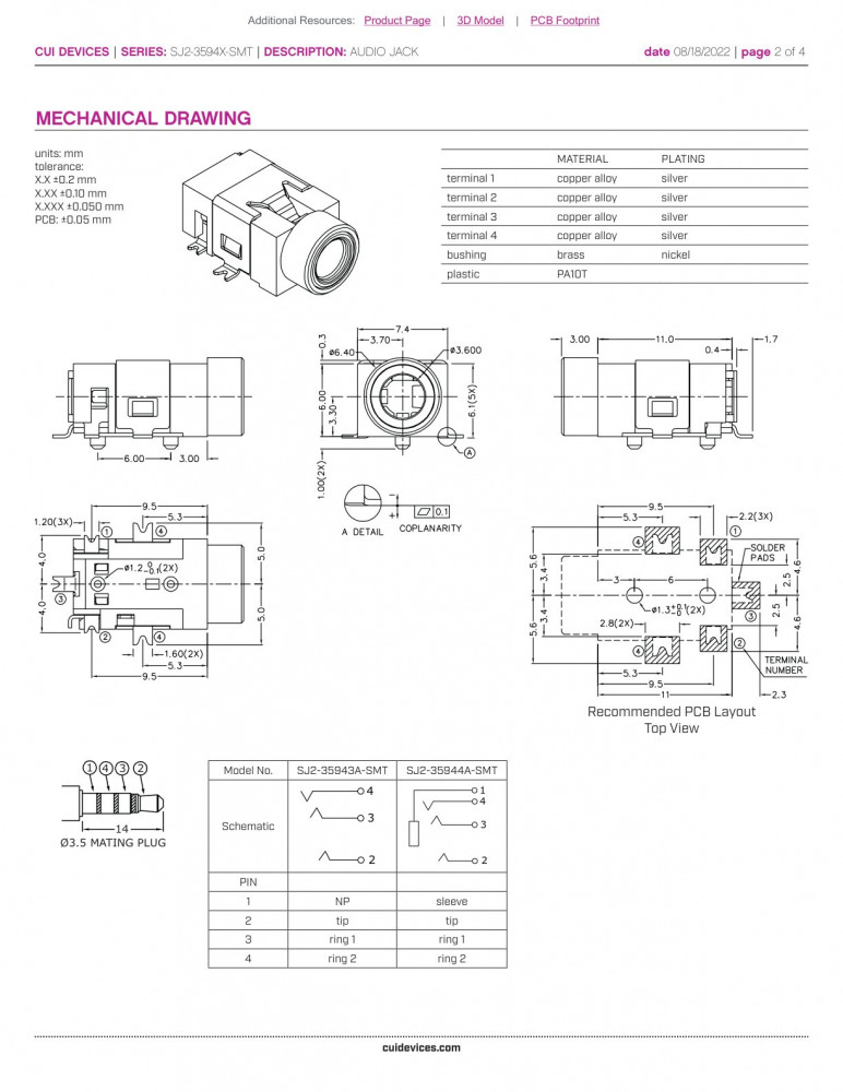 SJ2-35944A-SMT-TR datasheet page 2