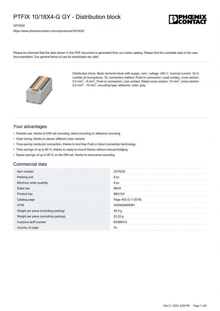 Phoenix Contact 3274032 technical document page 1