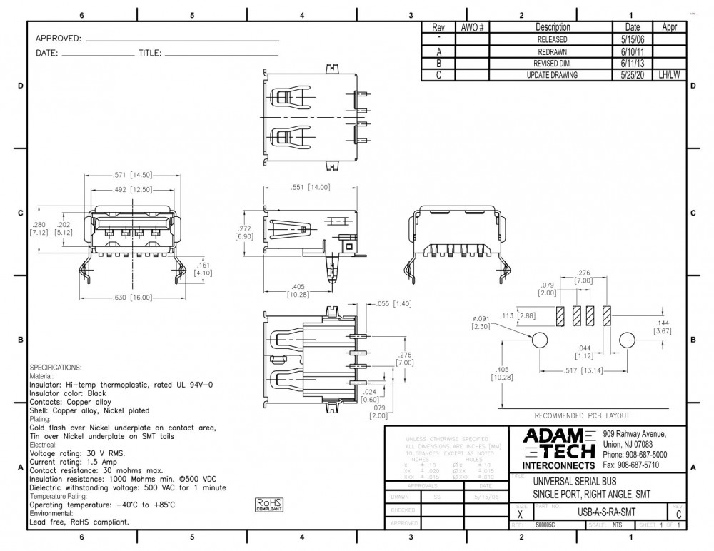 ADAM TECH USB-A-S-RA-SMT product document preview