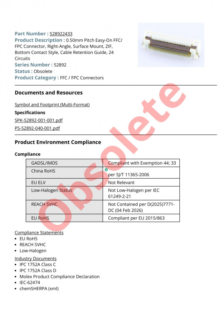 MOLEX 528922433 technical document image 1