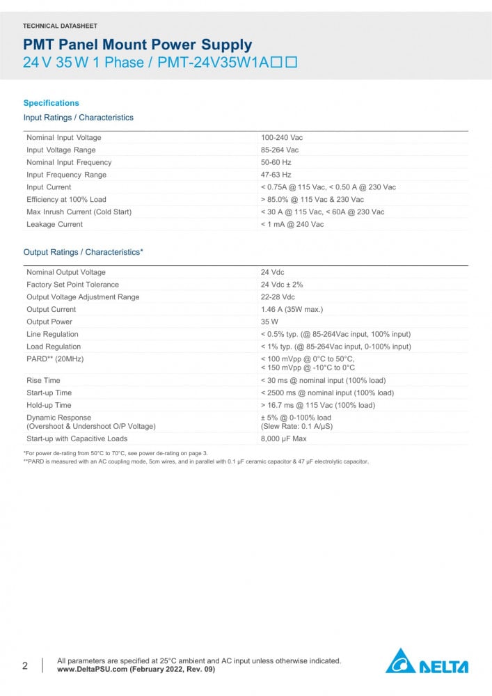 DELTA PML-24V35W1AA datasheet page 2