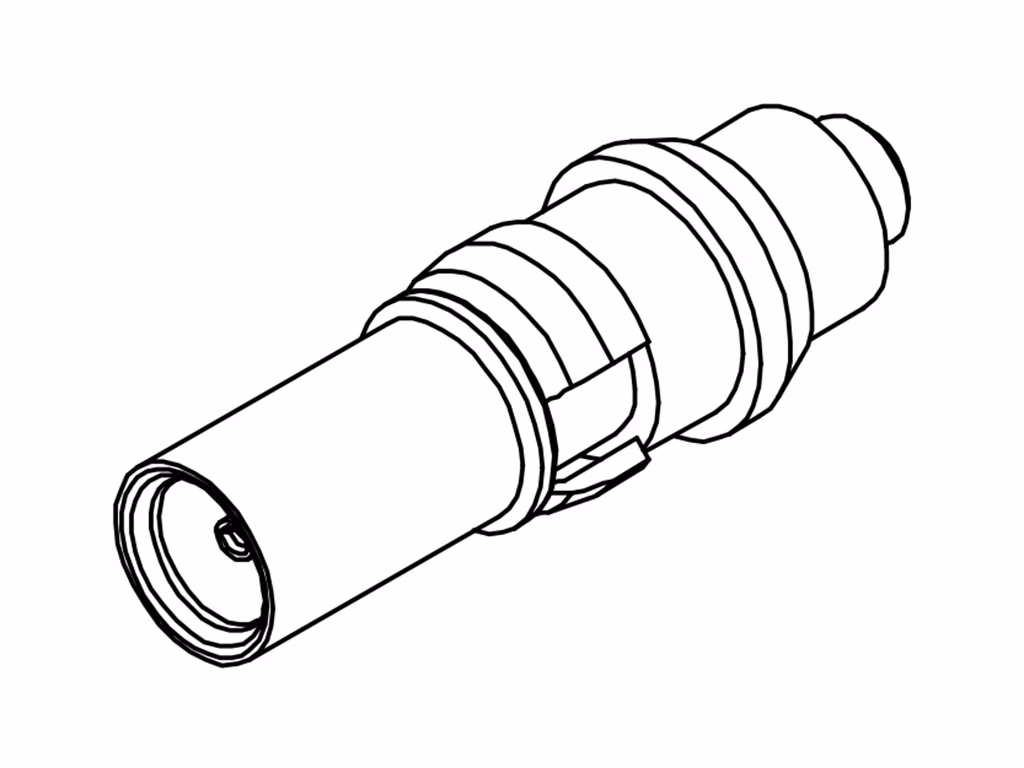 DIN 1.0/2.3 (41626) Plug, Straight, Solder, RG-179 Cable, Brass Body, Gold (Au) Plated, Tray, 75 Ohms