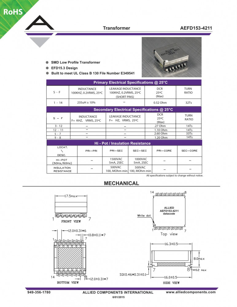 AEFD153-4211 technical document page 1