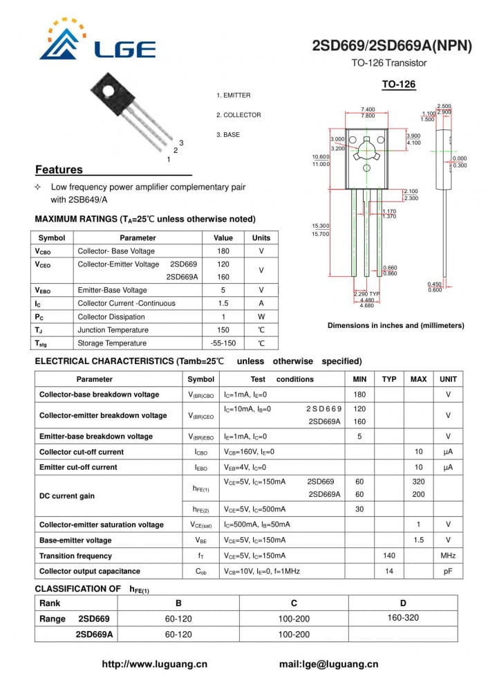2SD669A datasheet page 1
