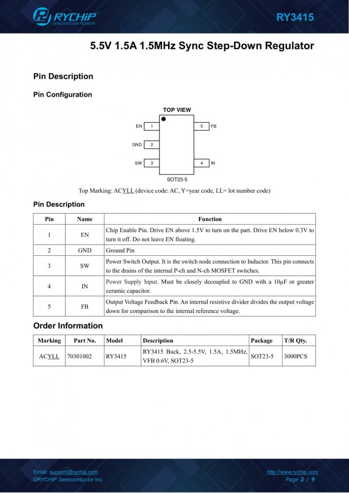RY3415 datasheet page 2