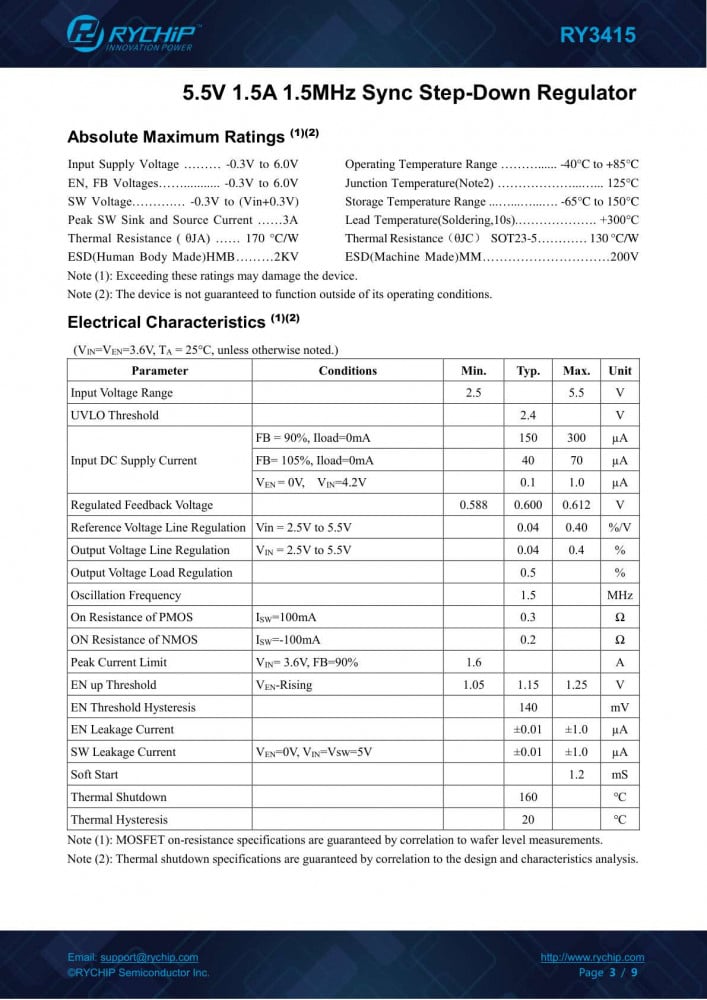 RY3415 datasheet page 3