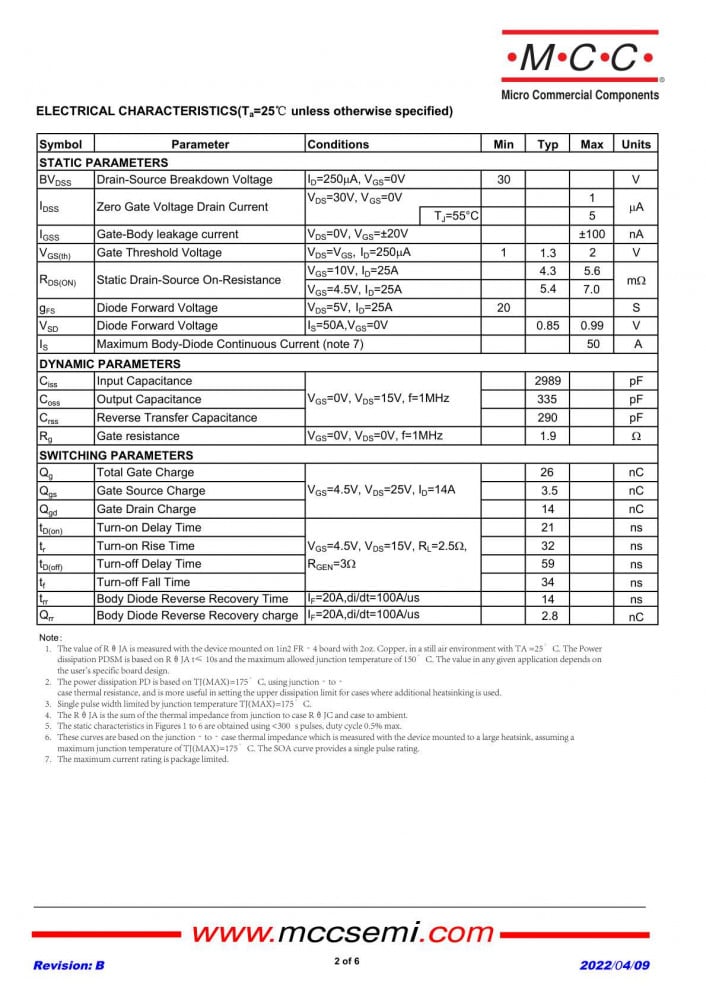 MCAC50N03Y-TP datasheet page 2