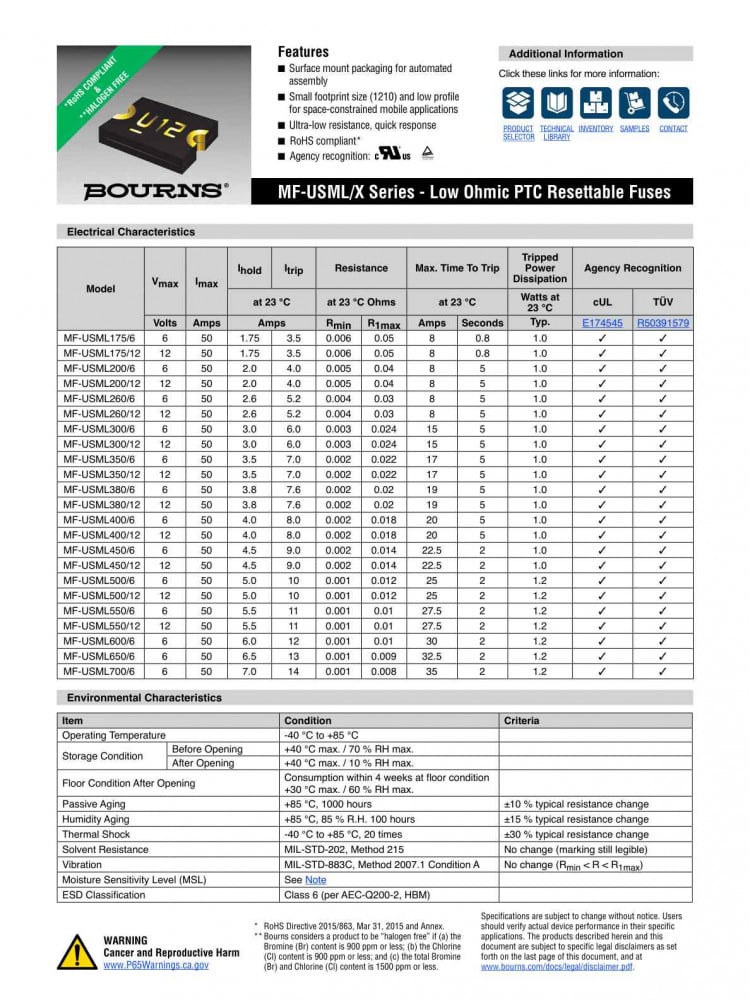 MF-USML series datasheet page 1