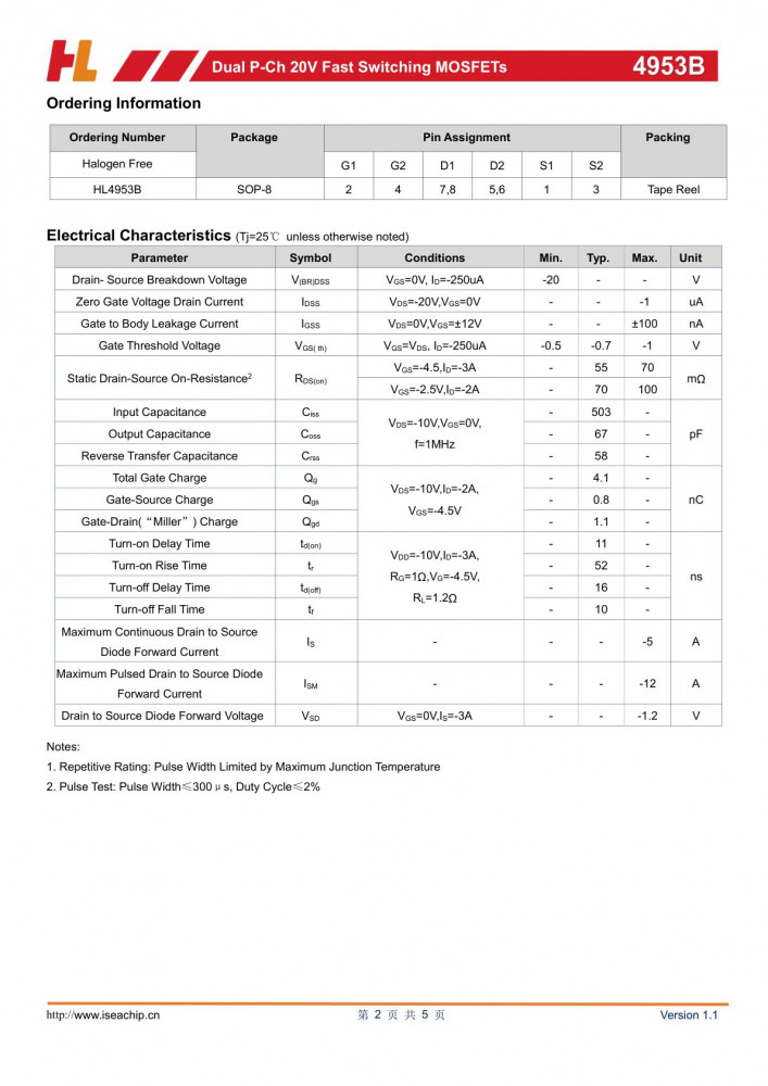 HL 4953B datasheet page 2