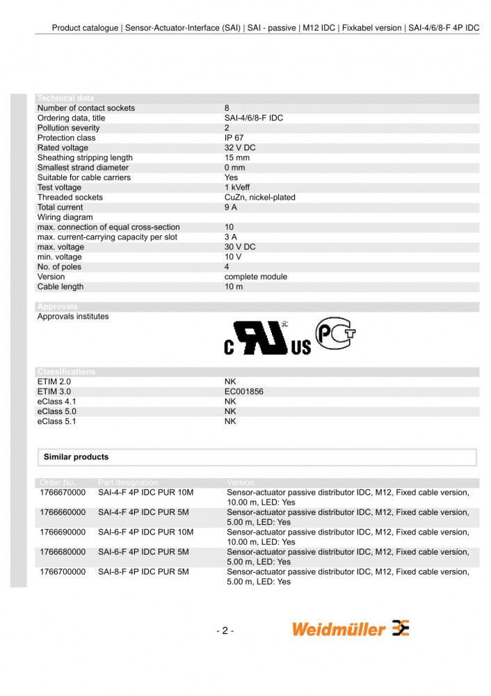 Product technical document, page 2
