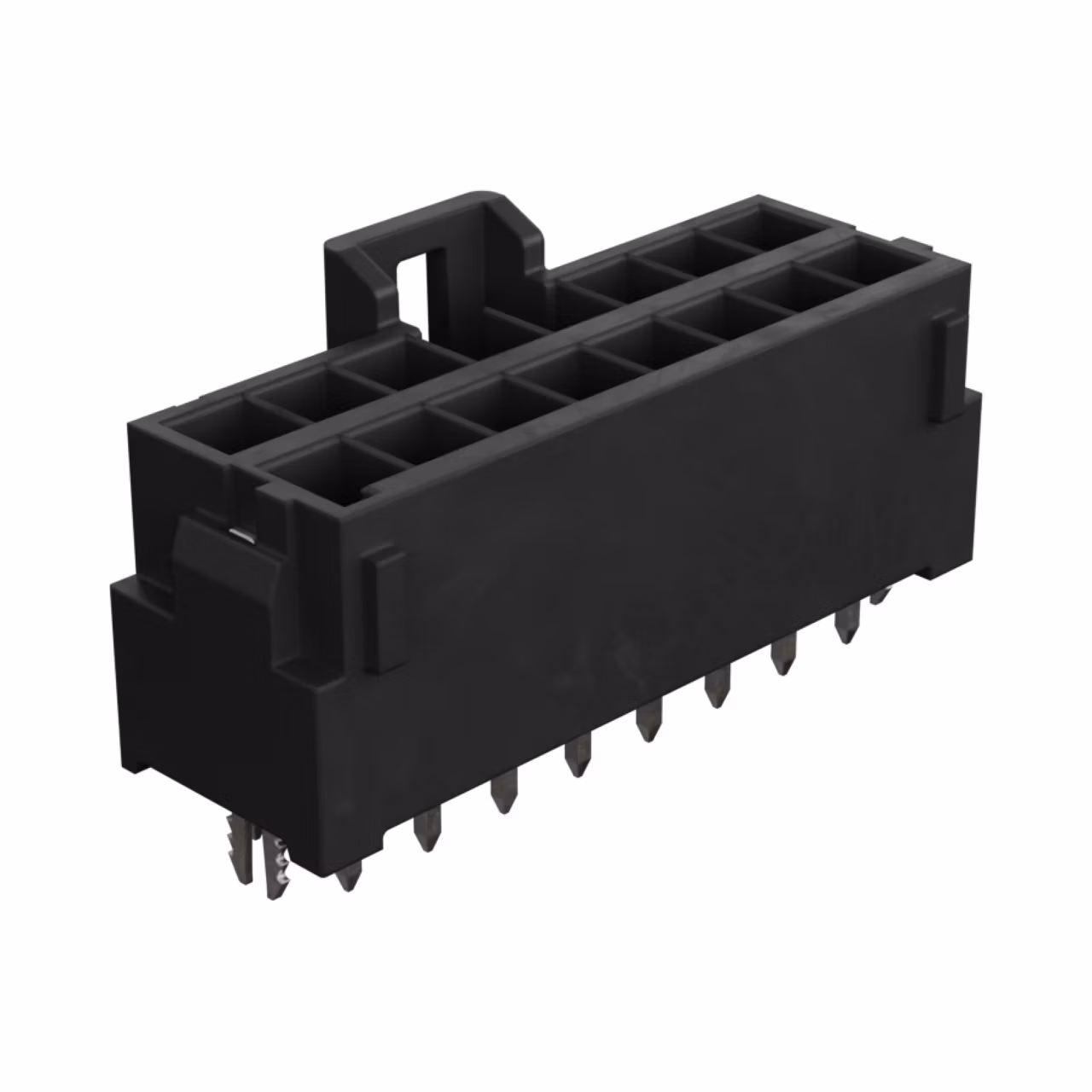 Ultra-Fit Vertical Header, 3.50mm Pitch, Dual Row, 16 Circuits, with Solder Clips, 0.76µm Gold (Au) Plating, Black, Glow-Wire Capable, Tray for sale