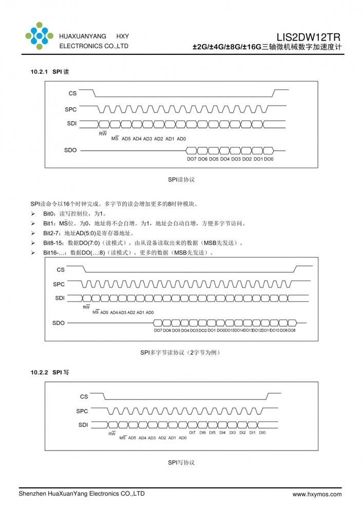 LIS2DW12TR-HXY technical document page 10