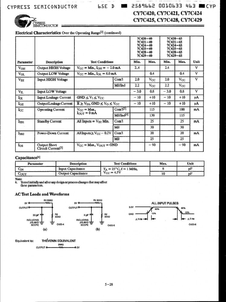 CY7C429 datasheet page 4
