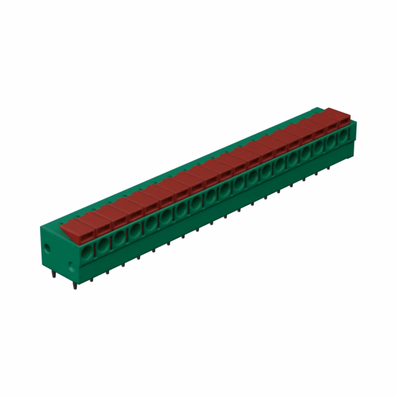 5.00mm Pitch, Eurostyle Fixed-Mount Push-Button Terminal Block, Horizontal, 10A, 22-14 AWG, Green, 19 Circuits for sale