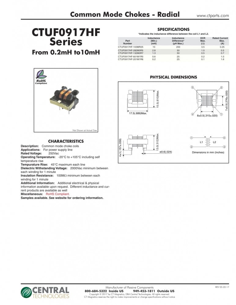 CTUF0917HF series datasheet page