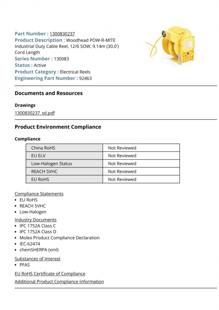 MOLEX 130083-0237 product drawing, page 1