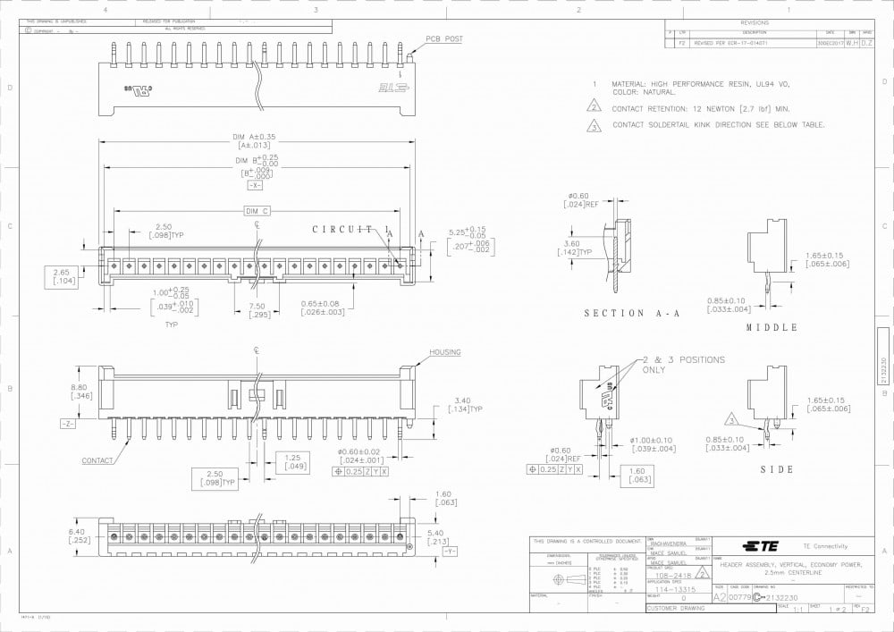TE Connectivity 2132230-2 technical drawing page 1