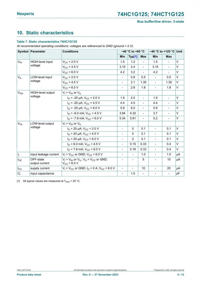 74HC1G125 datasheet page 4