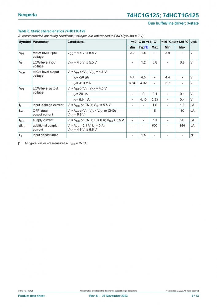 74HC1G125 datasheet page 5