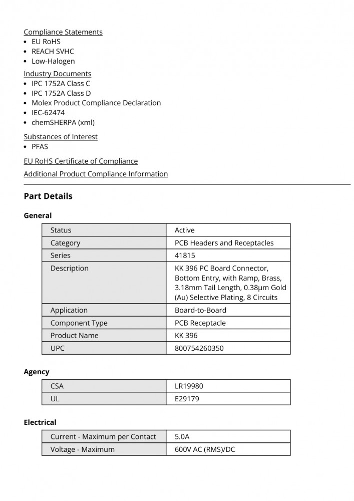 MOLEX KK 396 technical document page 2