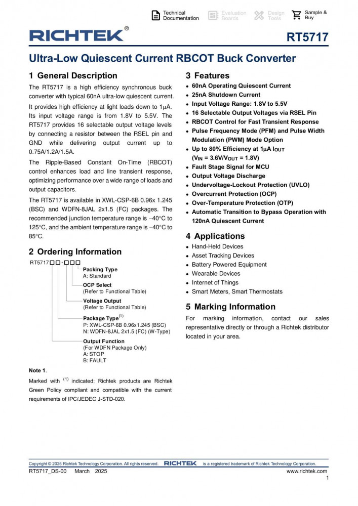RT5717 datasheet page 1