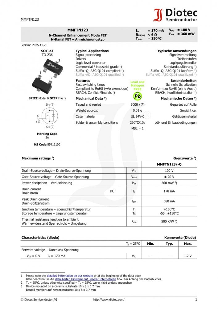 MMFTN123 technical document page 1