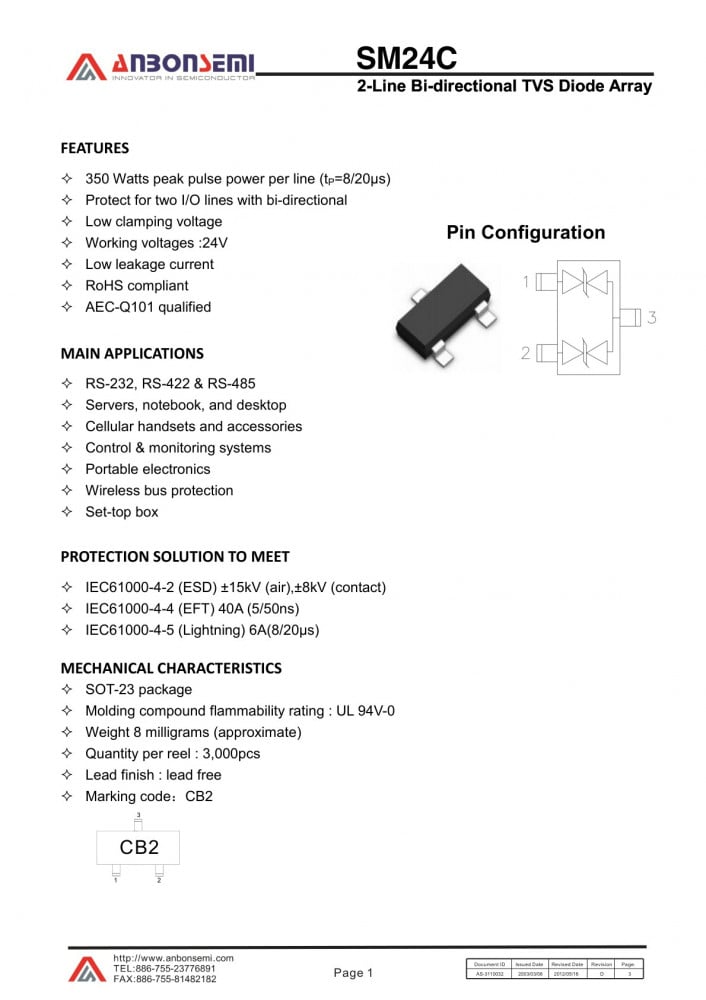 SM24C datasheet page 1