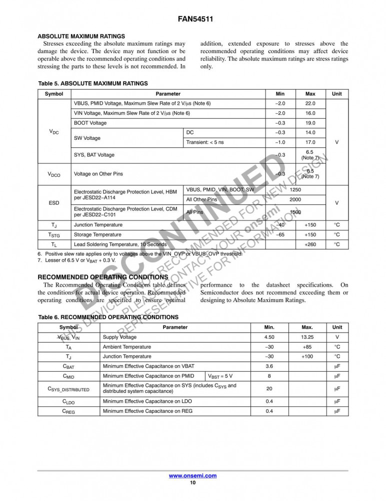 FAN54511 datasheet page 10