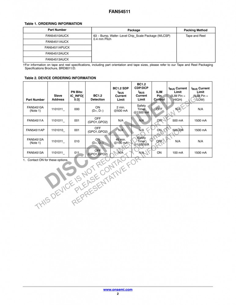 FAN54511 datasheet page 2