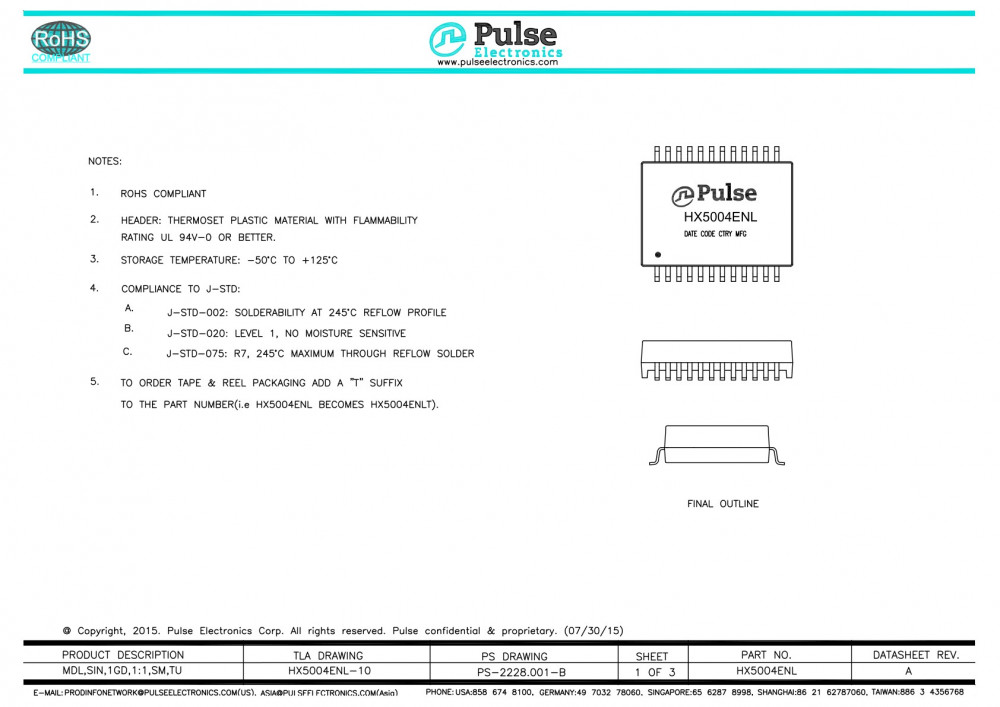 HX5004ENL datasheet page 1