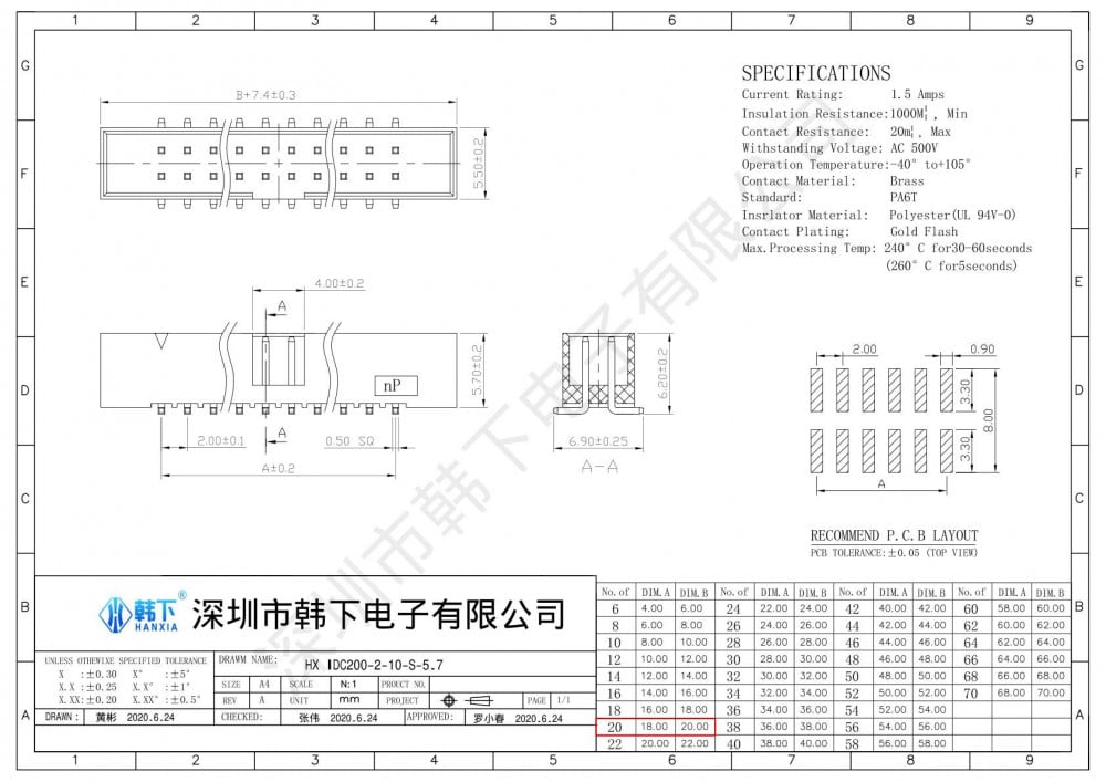 HX IDC200-2-10-S-5.7 technical drawing preview