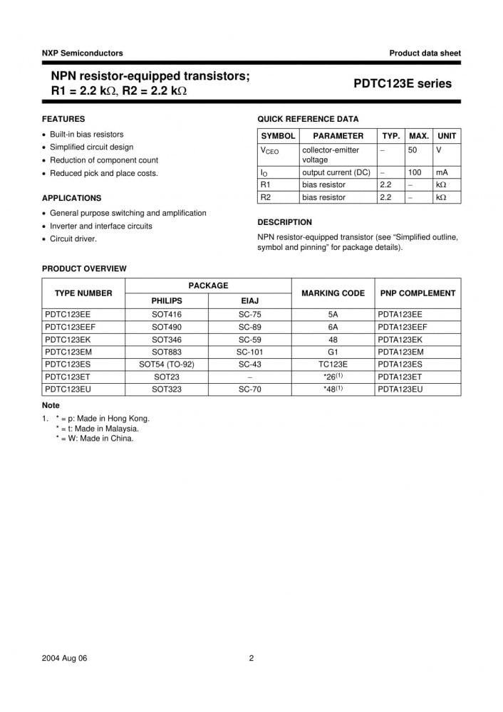 PDTC123E datasheet page 3