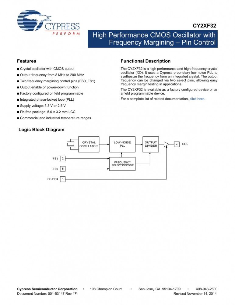 CY2XF32 datasheet page 1