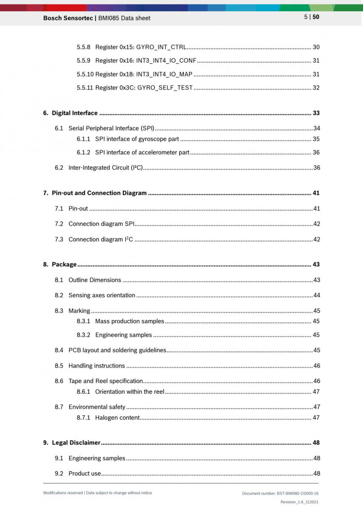 BMI085 datasheet page image 5
