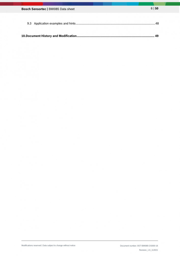 BMI085 datasheet page image 6