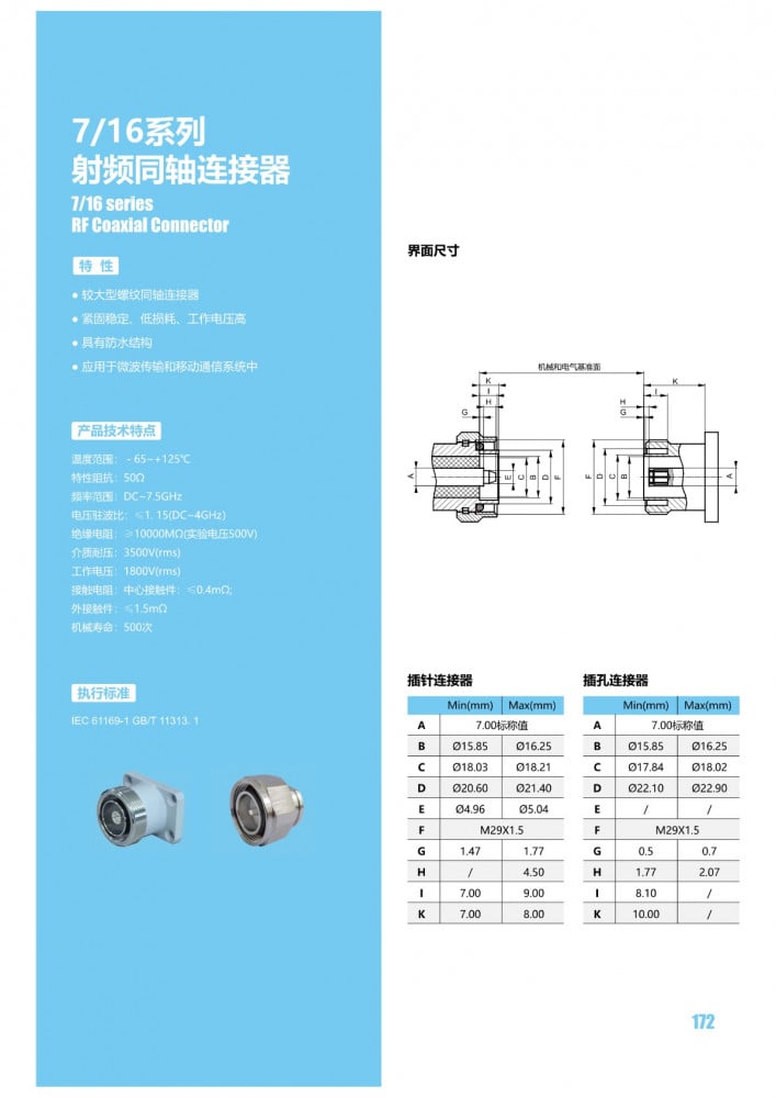 HONGFA 7/16 connector documentation page 1