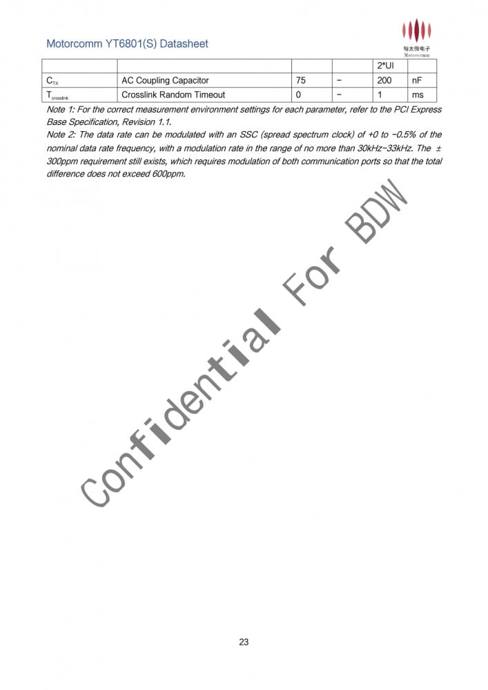 Motorcomm YT6801 datasheet page 8