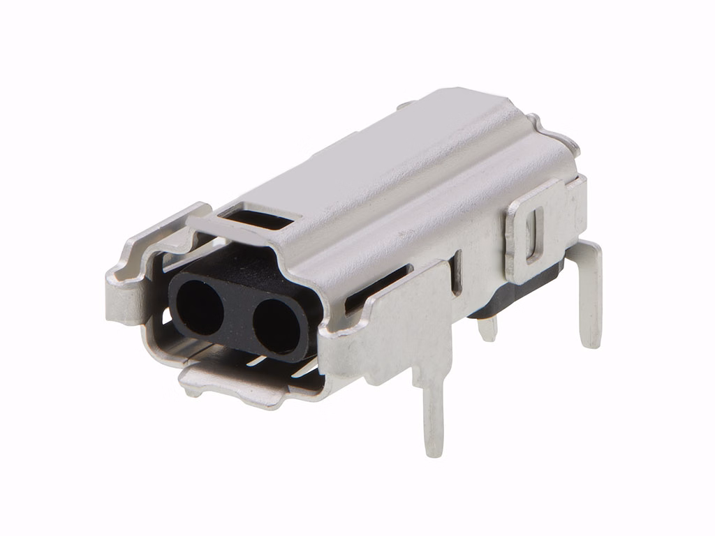 5.00mm R-Power RAST Female Connector, 10.0A, Tin Plated, 2 Circuits, UL94-V2, Dual Row Coding Keys, Fully Coded, Open End Walls, Latch Between Circuit 1 &2, Natural