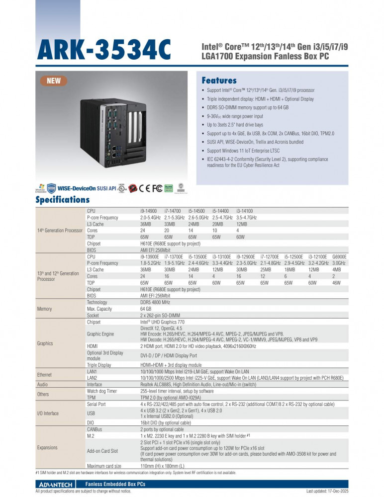 ARK-3534C product documentation page 1