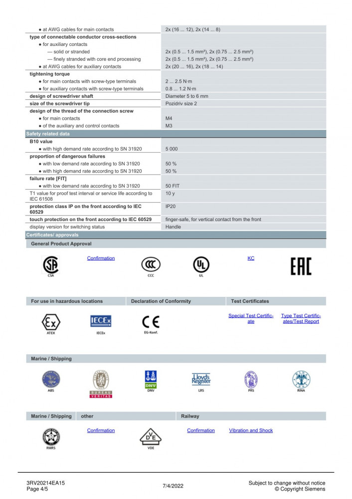 3RV20214EA15 technical document page 4