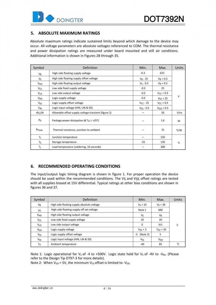DOT7392N datasheet page 4