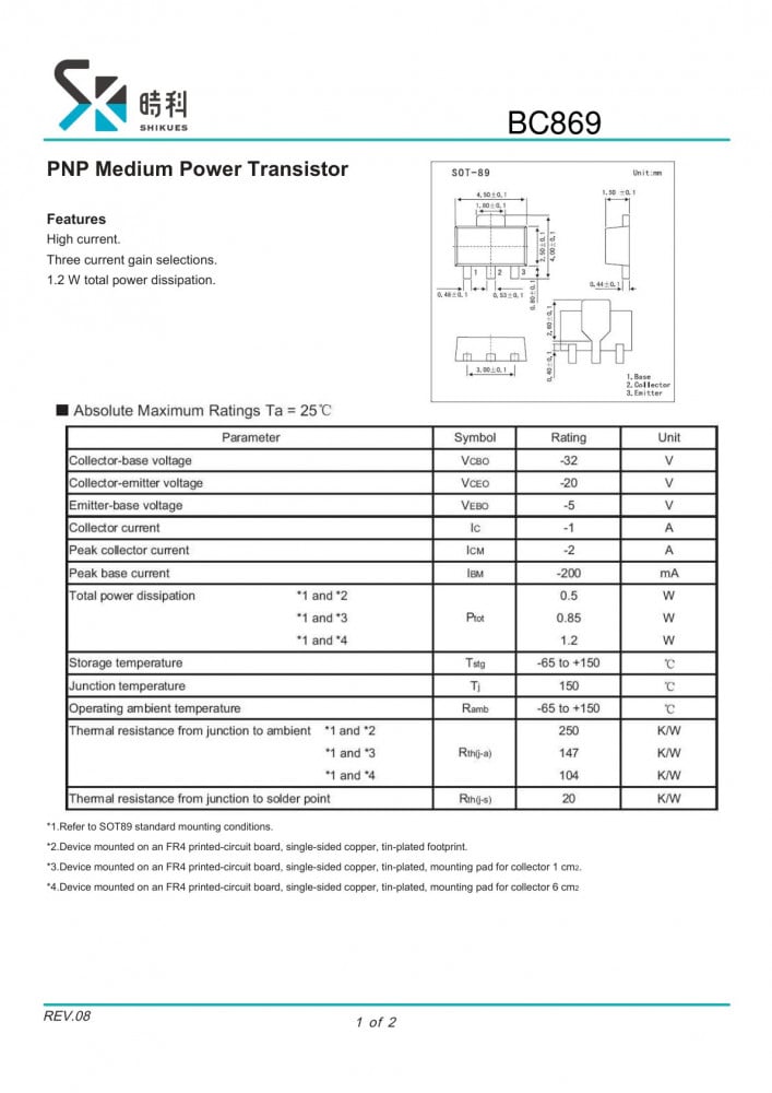BC869-16 datasheet page 1
